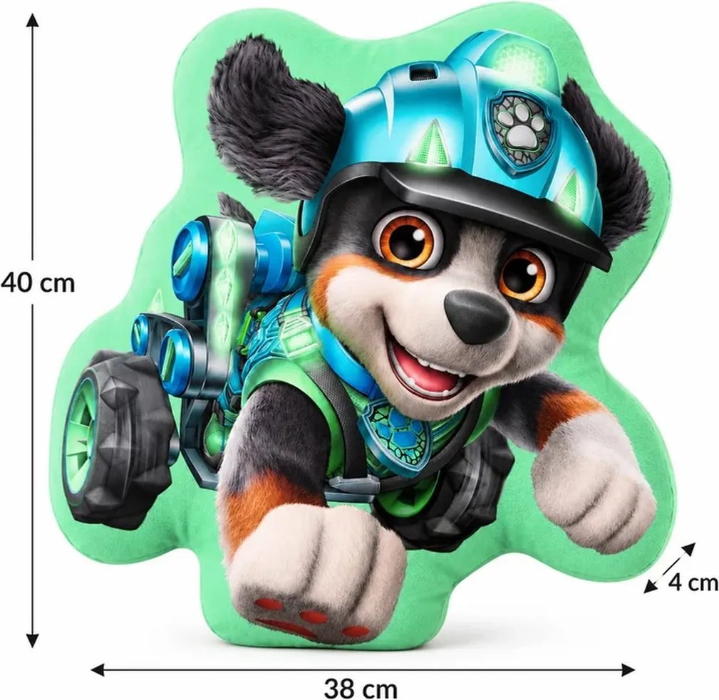 Tvarovaný 3D polštář Tlapková patrola: Dinosauří film - motiv Rex - 40x38 cm