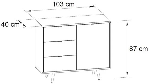 Skříňka Cuba, dub/bílá/šedá/petrolejová