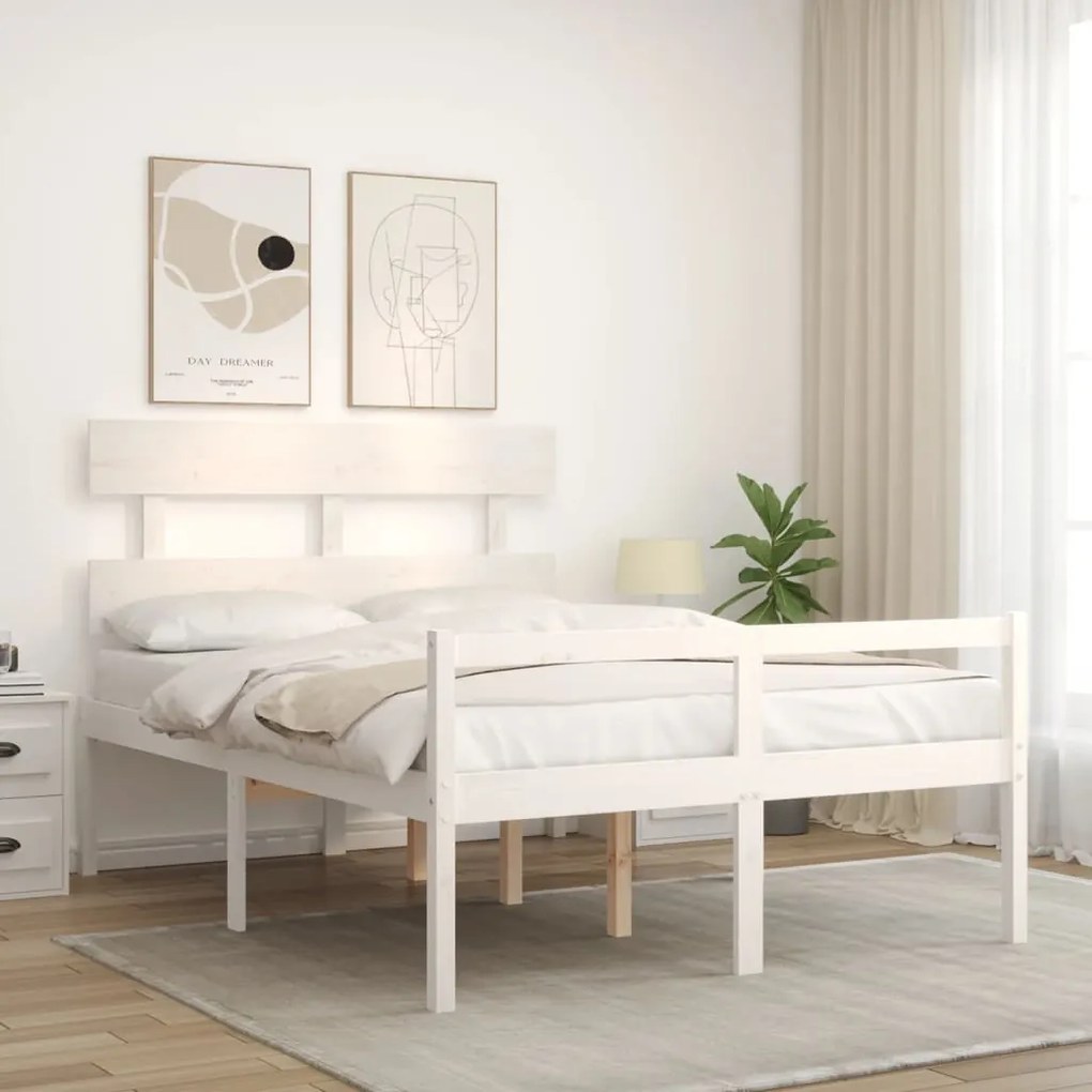 Postel s čelem pro seniory bílý Small Double masivní dřevo 3195322