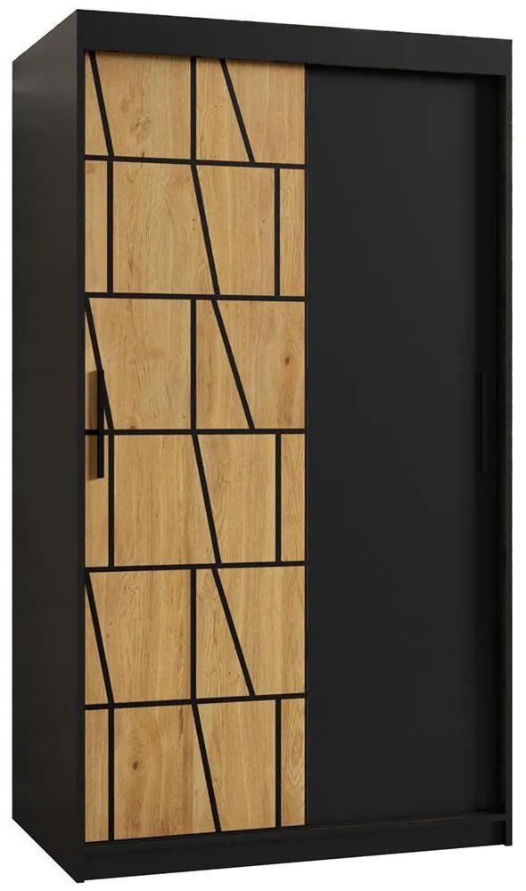 Šatní skříň Lima | 100 cm | černá/jasan