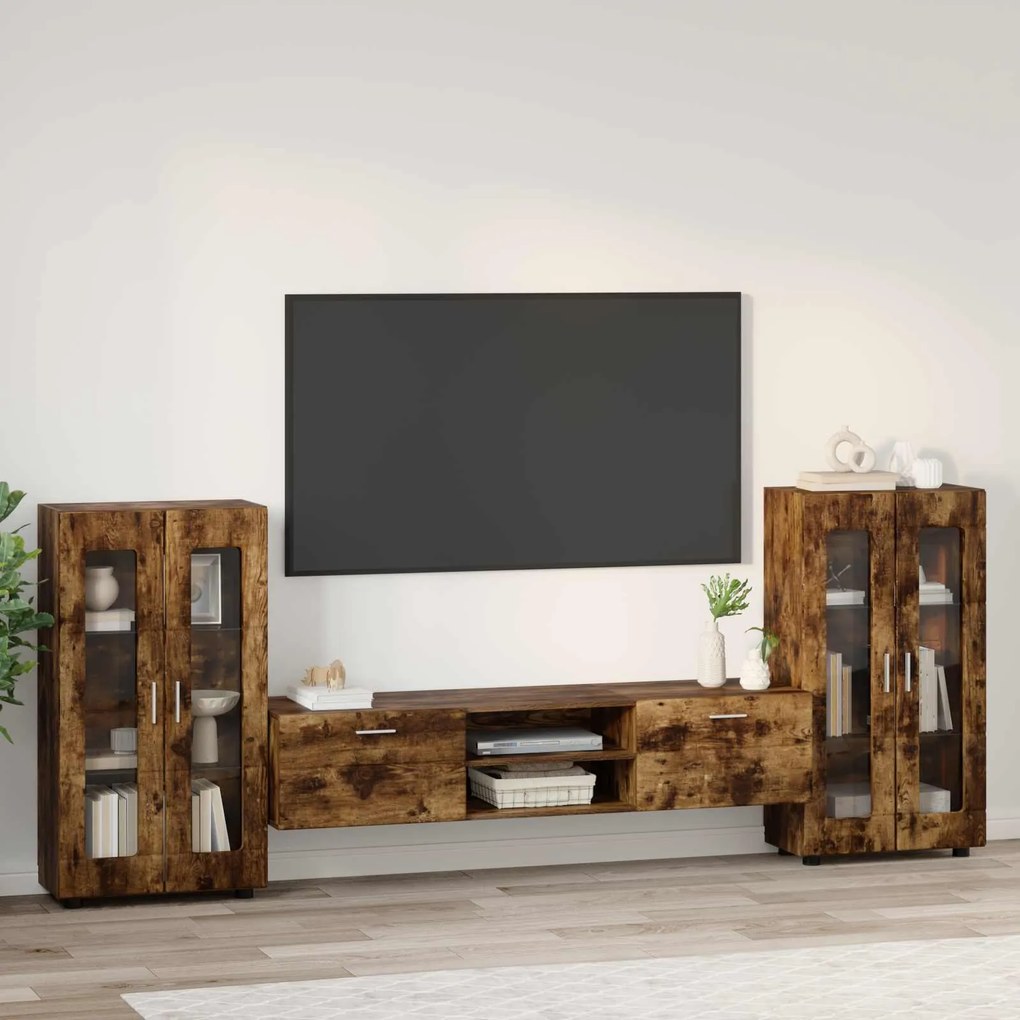 Sestava TV skříněk FLORIN 3 ks Kouřový dub Kompozitní dřevo 3397939