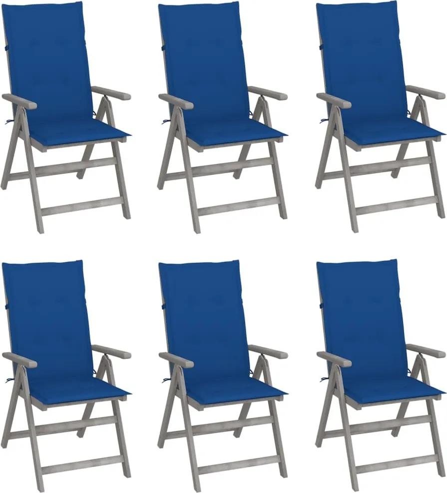 vidaXL Zahradní polohovací židle 6 ks s poduškami masivní akácie [3065328] Barva: Béžová