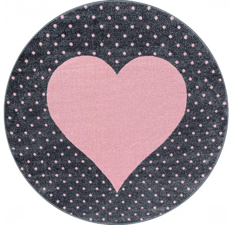 Ayyildiz Dětský kusový koberec BAMBI 0830, kulatý, Růžová Rozměr koberce: 160 cm KRUH