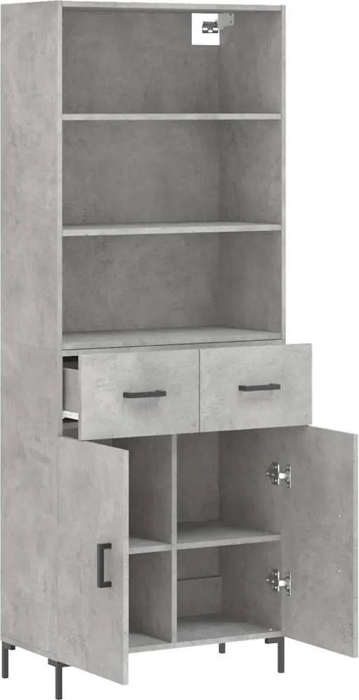 Skříň highboard betonově šedá 69,5x34x180 cm kompozitní dřevo 3200517