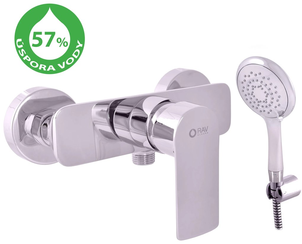 Slezák Rav Vltava Eco vanová baterie nástěnná 150 mm spořící se sprchou chrom VTE481.5/1