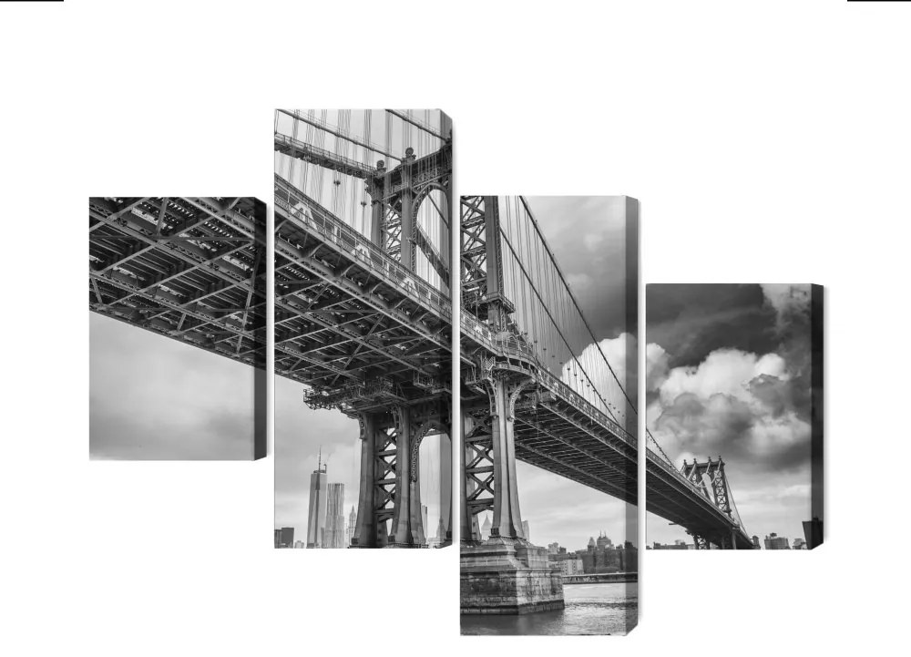 Vícedílný obraz Manhattan Bridge V New Yorku Nedostatek Nedostatek Přírodní plátno 240x150