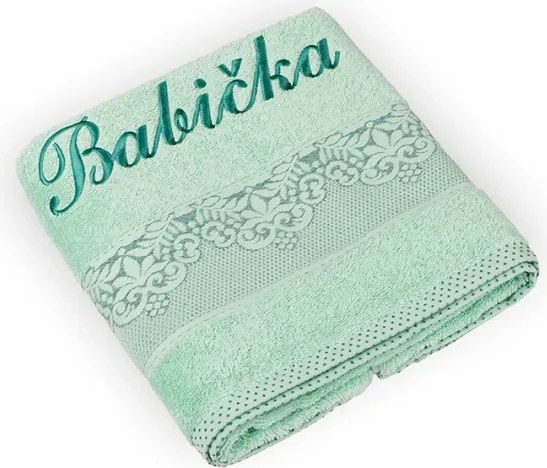 Bellatex Froté ručník orchidea s výšivkou BABIČKA 50x100 cm Babička Zelená
