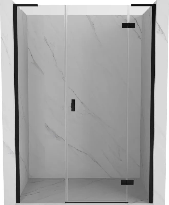 Mexen Mist-H L, 1-křídlé sprchové dveře pravé 145 cm, čiré sklo, černý profil, 8A5L-145-001-70-00-P