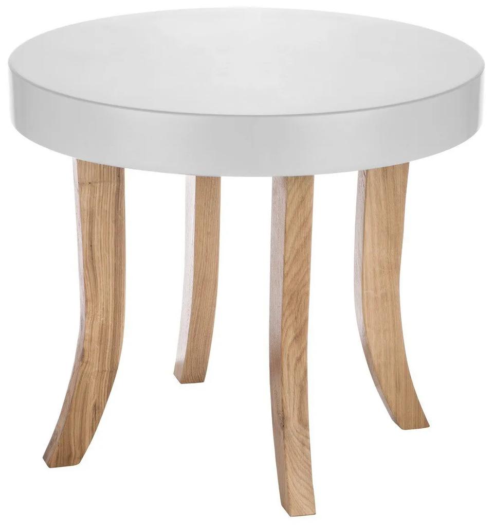 Dětský kulatý stůl bílé nožičky - Bílá, 37 cm