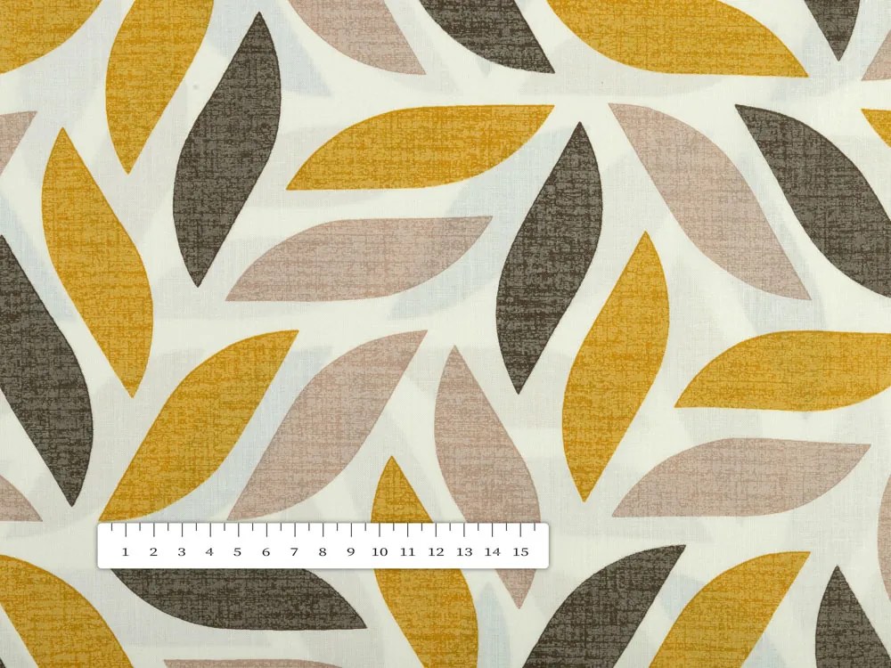 Biante Bavlněný čtvercový ubrus Sandra SA-423 Zlato-hnědé listy na krémovém 40x40 cm