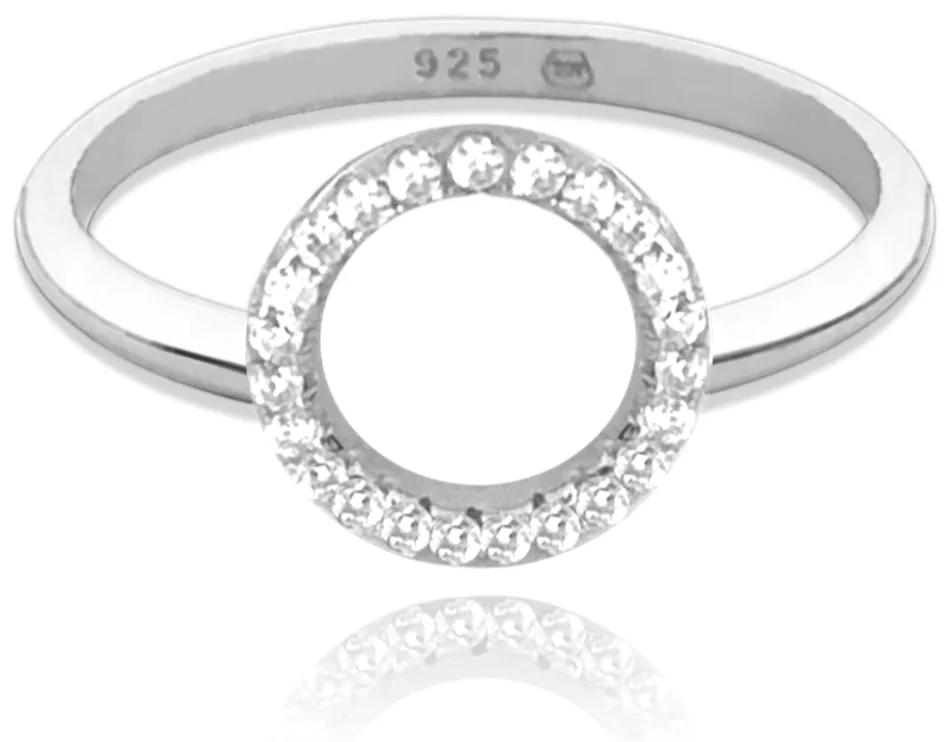 MINET Stříbrný prsten KROUŽEK s bílými zirkony vel. 65 JMAN0140SR65
