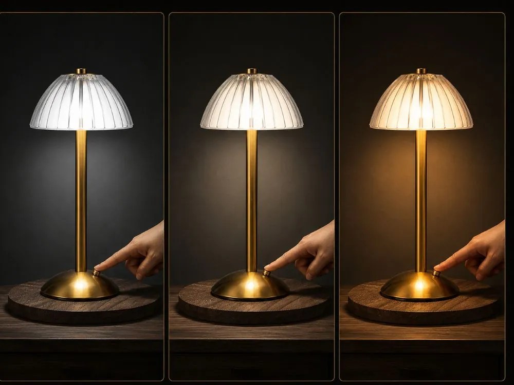 Verk Group Bezdrátová led noční stolní lampy do ložnice s usb-c a 3 barvami světla