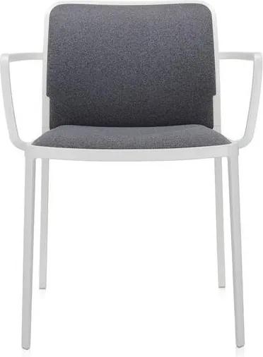 Kartell - Židle Audrey Soft Trevira s područkami, bílá/šedá