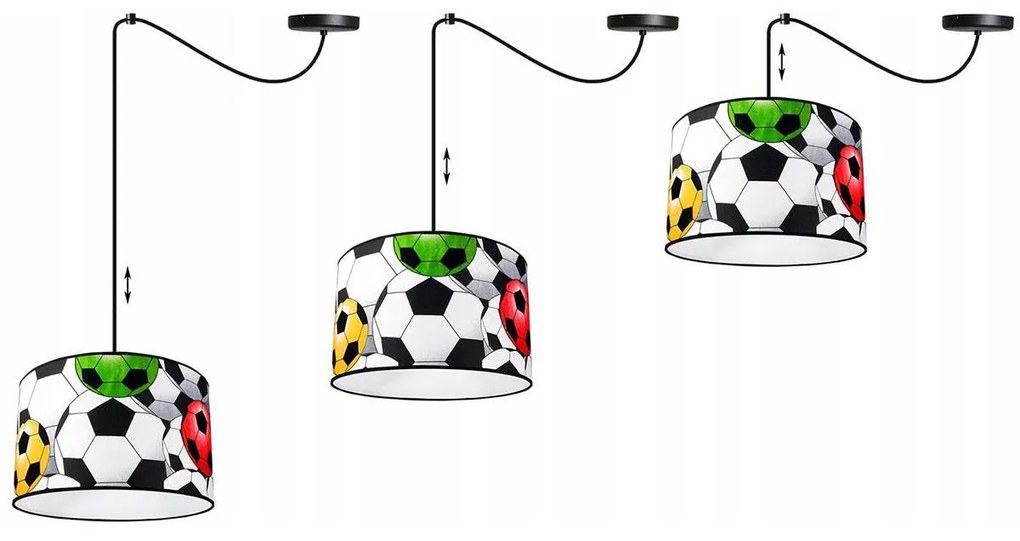 Dětské závěsné svítidlo Soccer Spider, 1x textilní stínítko se vzorem, (výběr ze 2 barev konstrukce)