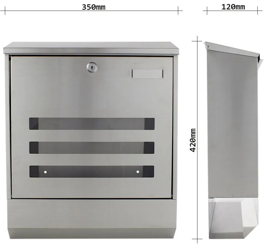 Kombinovaná schránka na noviny a dopisy JUBILEE 40, nerez