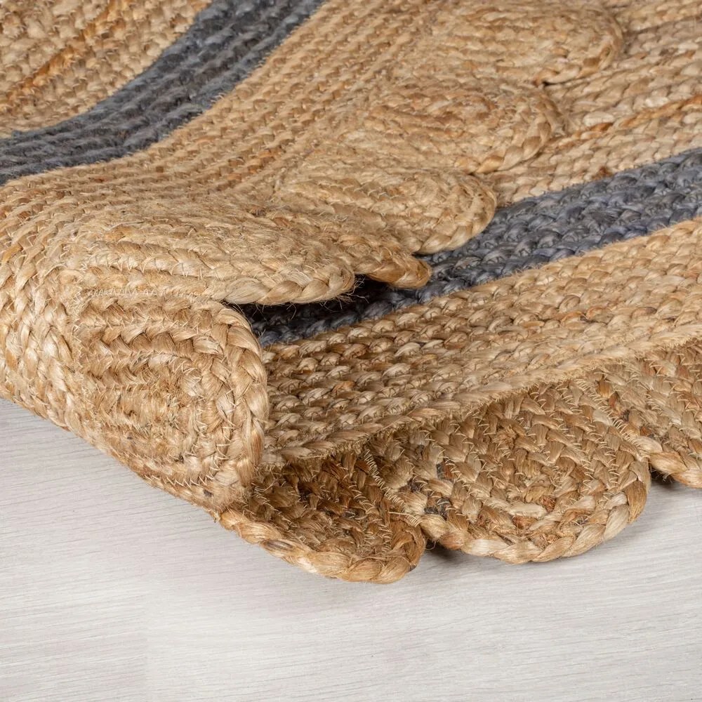 Flair Rugs koberce Kusový koberec Grace Jute Natural/Grey ovál ROZMĚR: 120x170 ovál