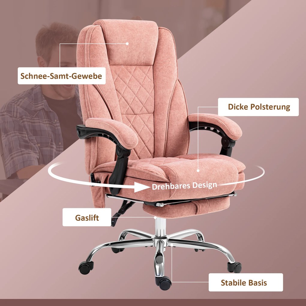 Kancelářská židle Vinsetto s vibrační masáží, ergonomická židle s funkcí houpání, vyhříváním, výškově nastavitelná točná židle s opěrkou na nohy, dál…