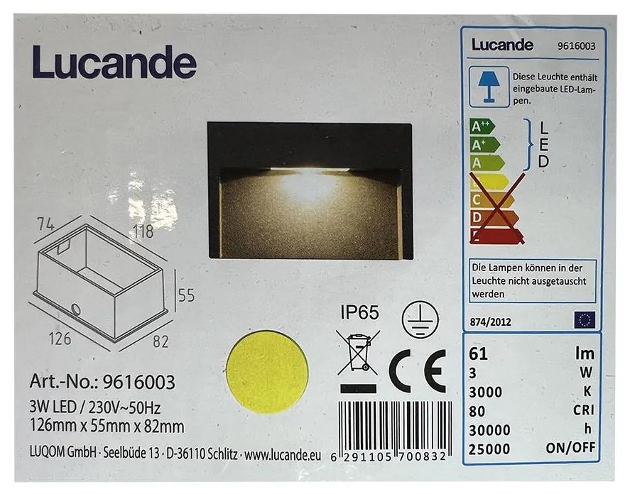 Lucande Lucande - LED Venkovní vestavné svítidlo MITJA LED/3W/230V IP65 LW0580