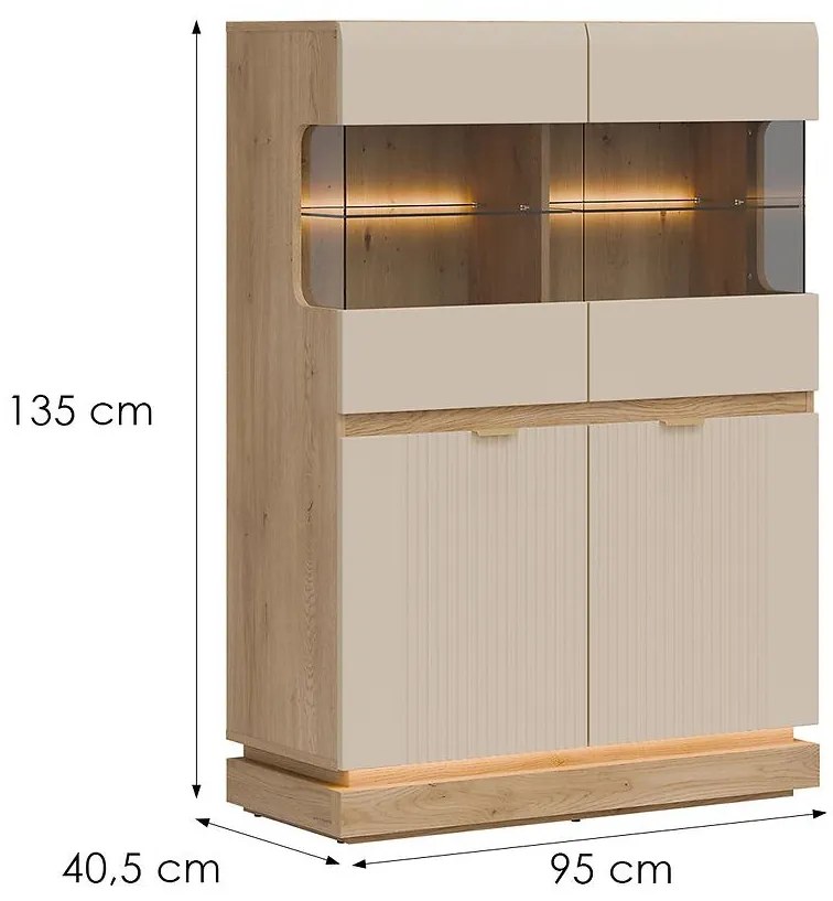 Vitrína nízká Milton ML04 dub crem torro kremona