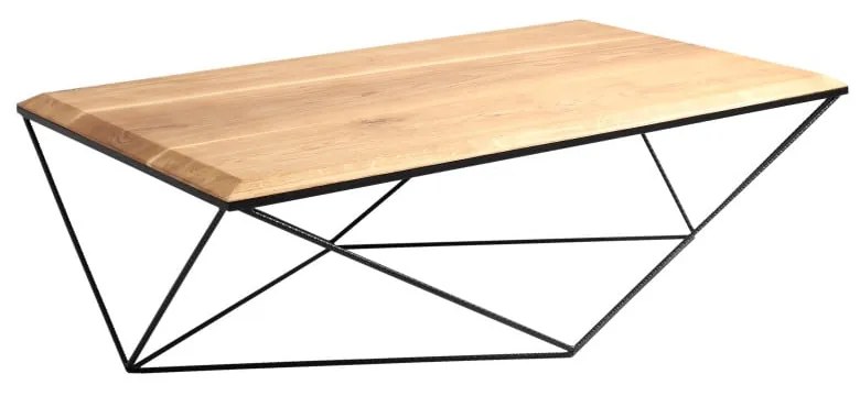 BonamiKonferenční stolek s černým podnožím a deskou z masivního dubu Custom Form Daryl, šířka 140 cm