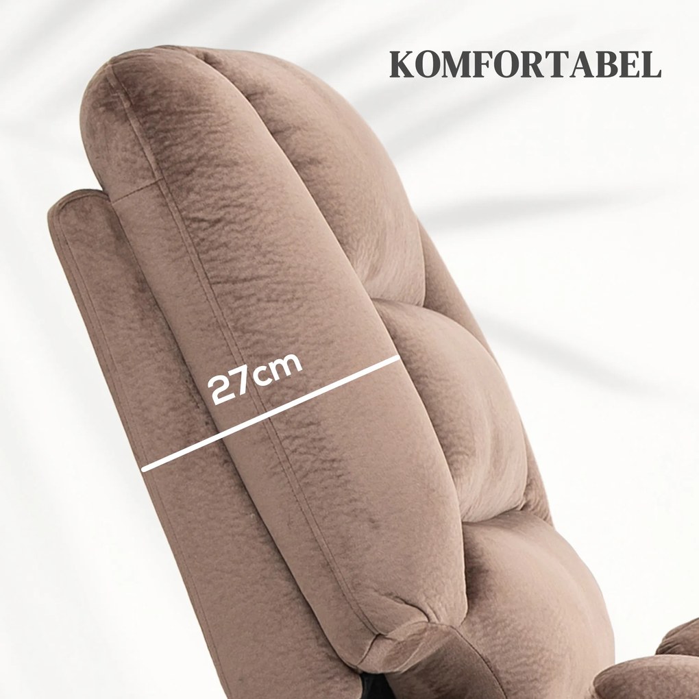HOMCOM TV křeslo se stojanem, elektrické polohovací křeslo, s masážní funkcí, funkcí polohování, vyhřívání, polyester, 90x93x110cm | Aosom