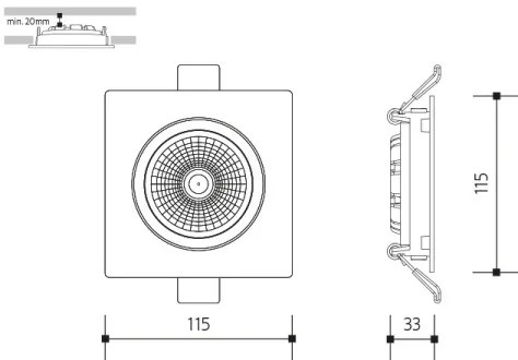LED Podhledové svítidlo LED/18W/230V 4000K 11,5x11,5 cm černá