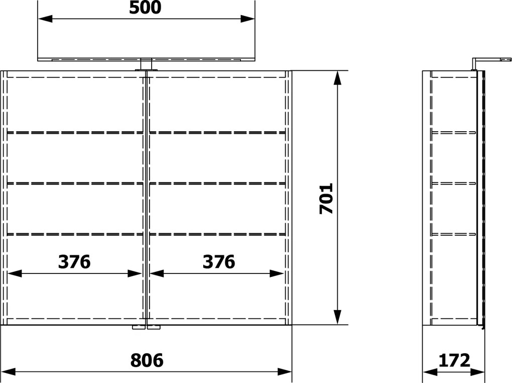 Sapho Sapho, RIWA galerka s LED osvětlením, 81x70x17cm, dub alabama, RIW080-0022
