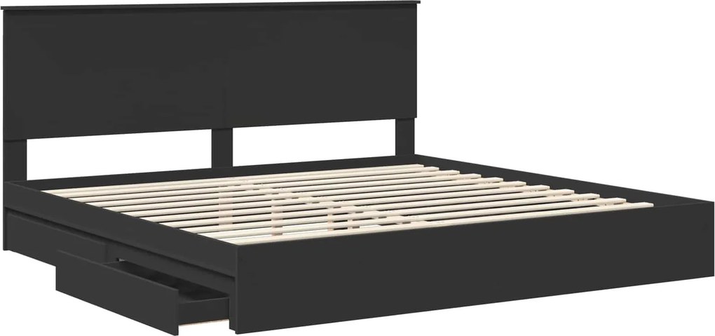 Postel s úložným prostorem Černá 200 x 200 cm Kompozitní dřevo 3411174