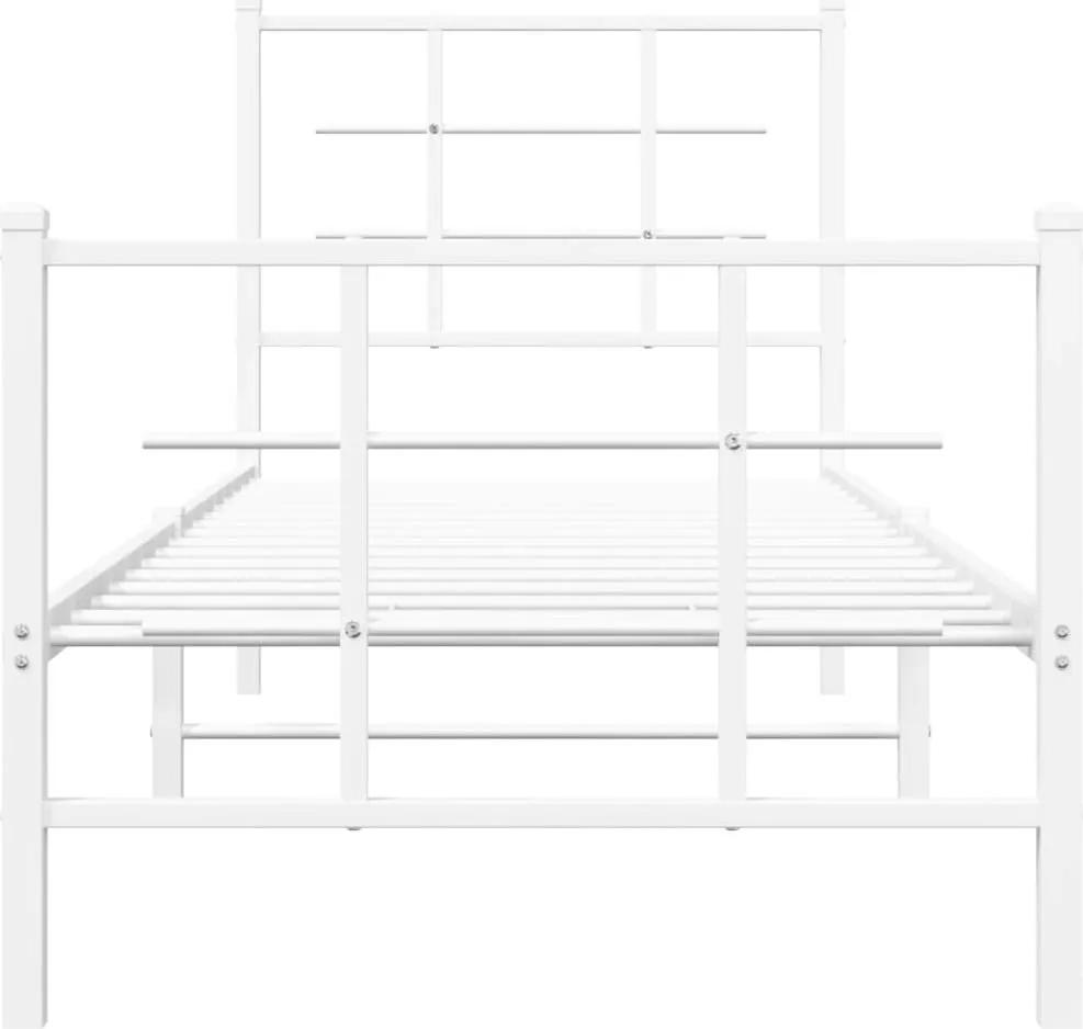 vidaXL Kovový rám postele s hlavovým a nožním čelem 75 x 190 cm [355618] Barva: Bílá