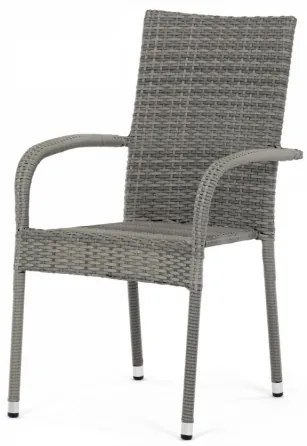 Zahradní židle stohovatelná šedý umělý ratan kov AZC-S2114 GREY