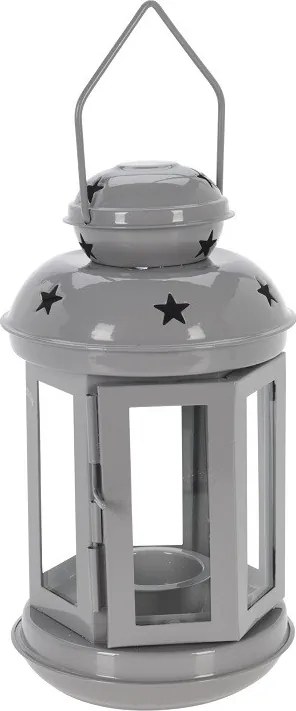 Vánoční svícen Lampášek v šedé barvě 20 cm