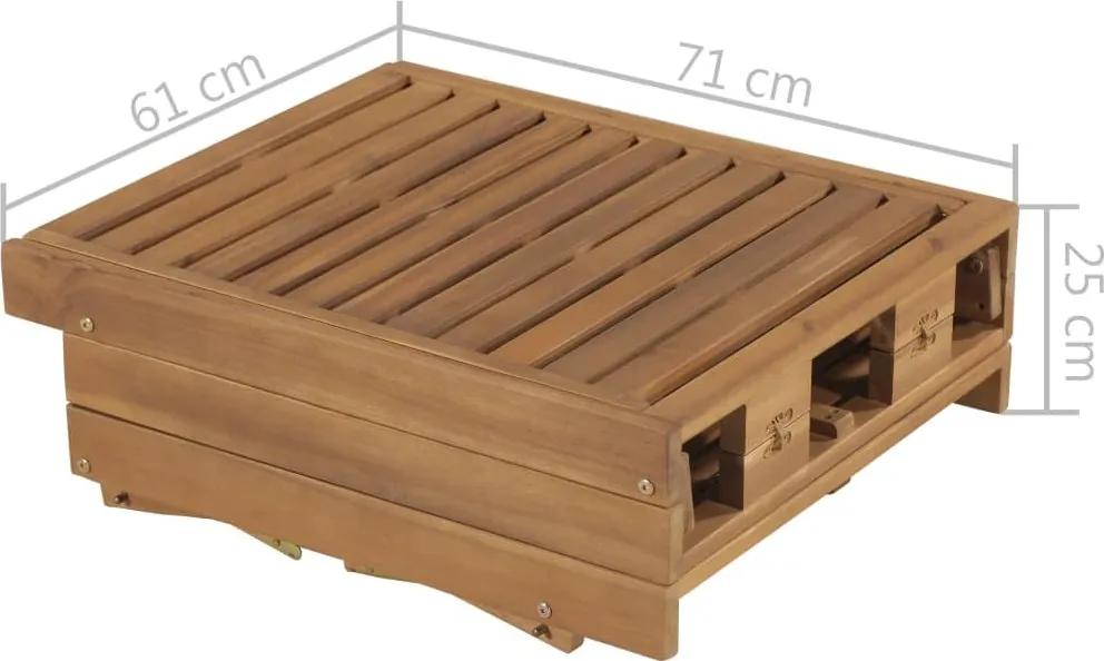 vidaXL Skládací zahradní lehátko s poduškou masivní akáciové dřevo [3064172] Barva: Vzor šedá kostka
