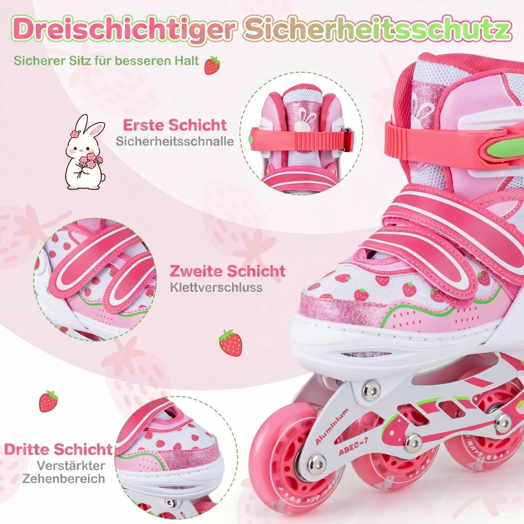 Costway Inline brusle Dětské 4 Nastavitelné velikosti Inline brusle se – l