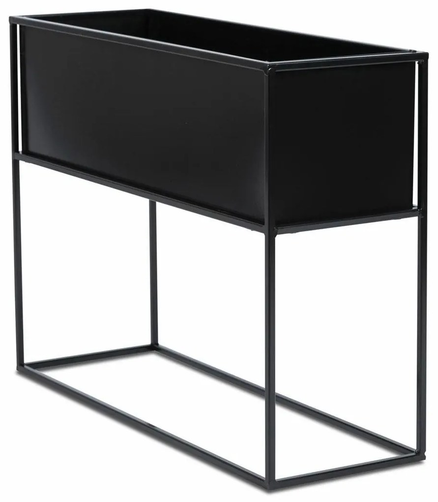 KOVOVÝ KVĚTINÁČ SE STOJÁNEM RECT 50X24X64 CM ČERNÁ