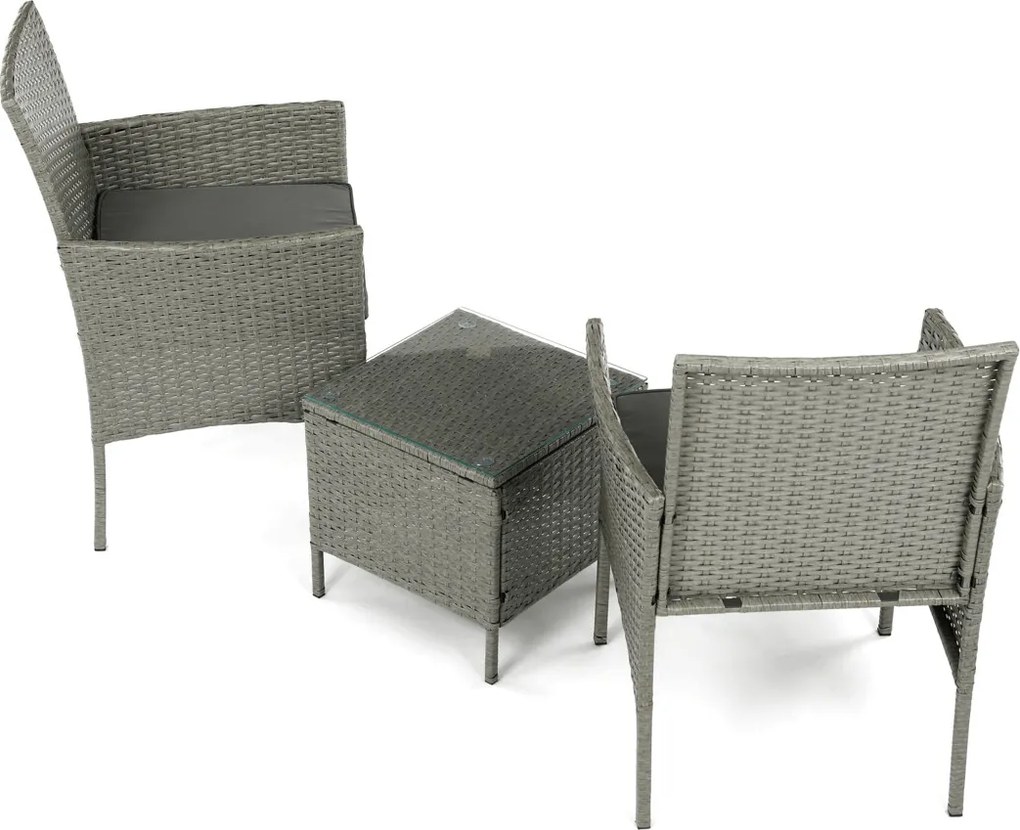 Zahradní set RELAXPOINT 1+2 - šedý polyratan / kovová konstrukce