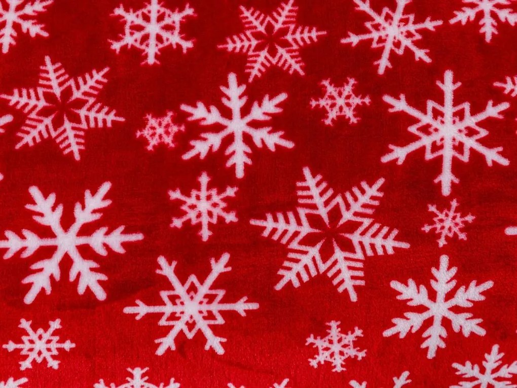 Vánoční mikroplyšová deka FROSTY FLAKES, červená Rozměr: 160 x 200 cm