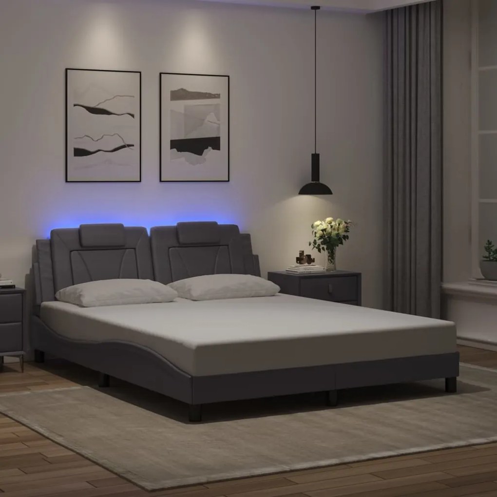 Rám postele Viana s LED bez matrace šedý 160 x 200 cm 3214032