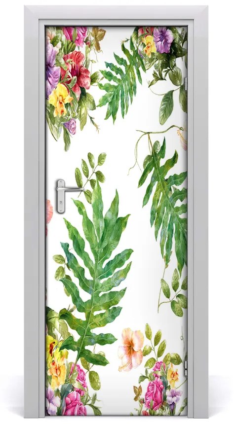 Samolepící fototapeta na dveře tropické květiny 75x205cm