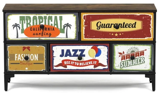 Retro komoda LINEA - old wood / MDF Barva: Vícebarevná