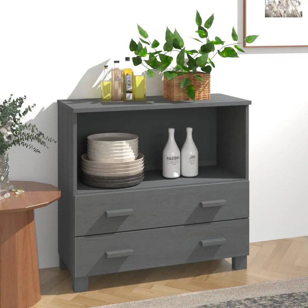 Příborník HAMAR tmavě šedý 85 x 35 x 80 cm masivní borovice 340498