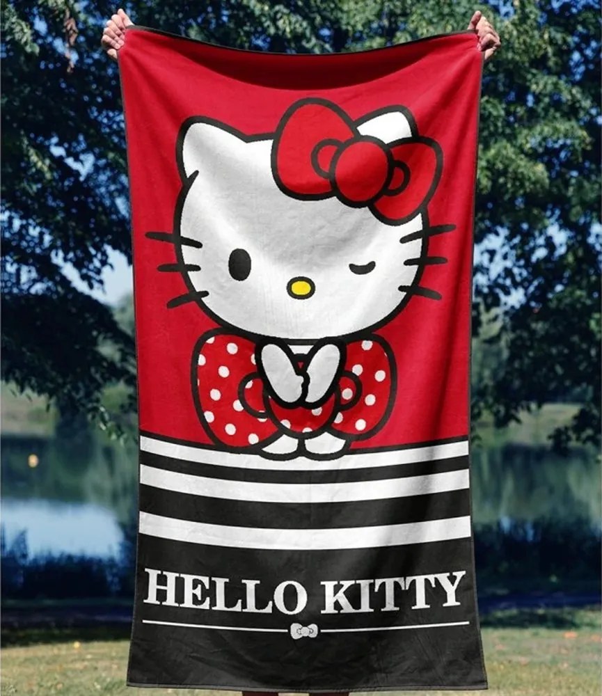 Bavlněná plážová osuška Hello Kitty - motiv Malá parádnice - 100% bavlna - 70 x 140 cm