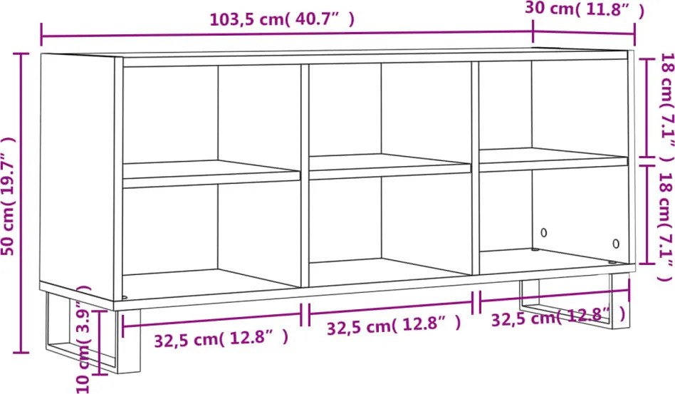 vidaXL TV skříňka 103,5 x 30 x 50 cm kompozitní dřevo [826998] Barva: hnědý dub