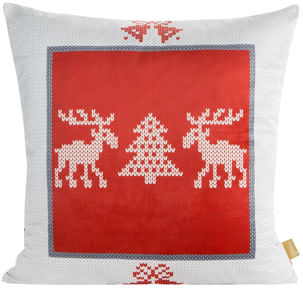 VÁNOČNÍ DEKORAČNÍ POVLAK NA POLŠTÁŘ REINDEER 1KS 60X60 CM VZOROVANÁ