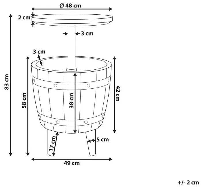 Chladící barový stolek ⌀ 48 cm šedý SILG Beliani