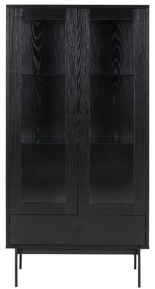 Černá vitrína v dekoru jasanu 75x152 cm Angus - Actona