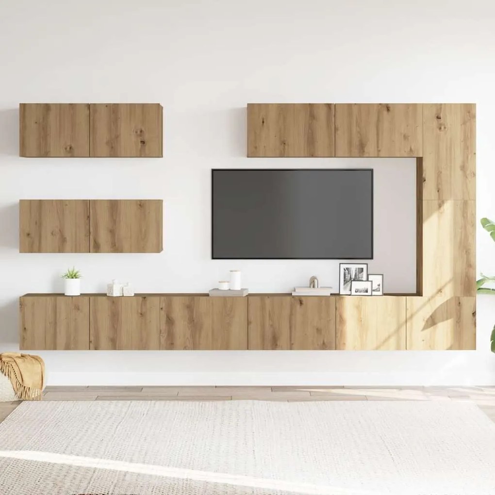 Sada 7 kusů nástěnné TV skříňka dub artisan kompozitní dřevo 3329140