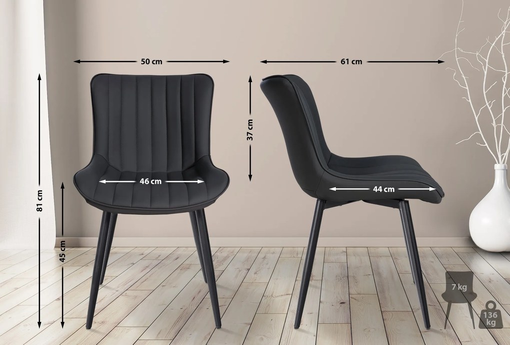 Sada 2 ks židle Largo umělá kůže – černá