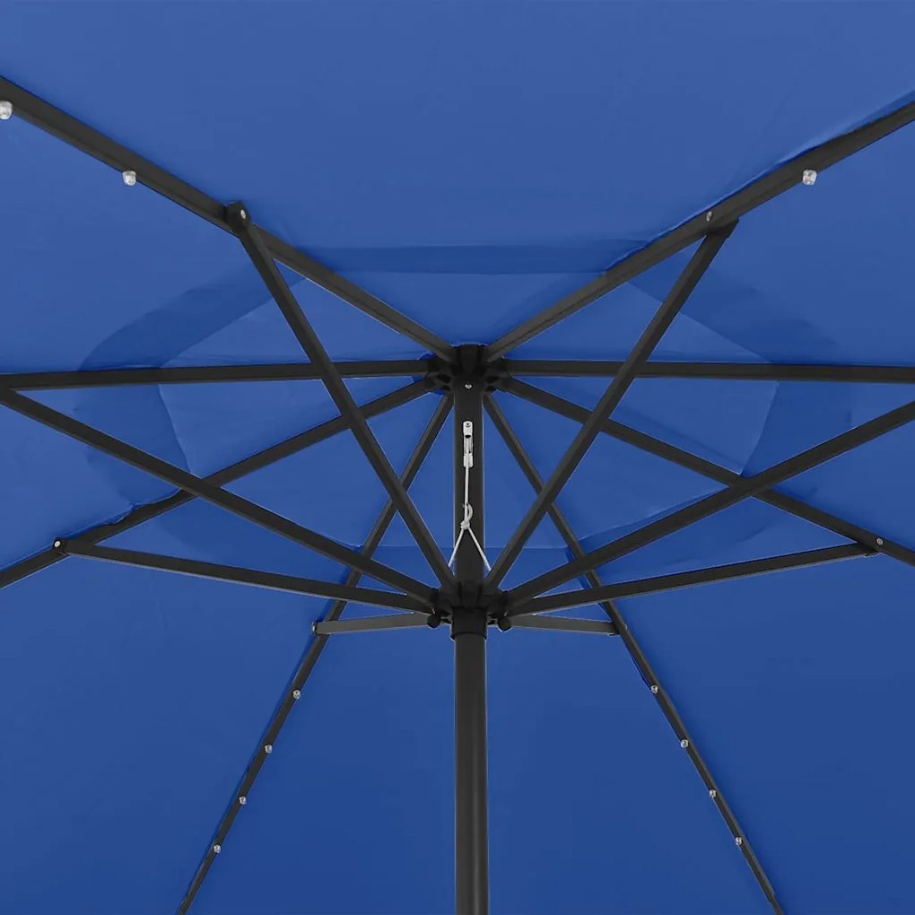 Zahradní slunečník s LED osvětlením 400 cm azurově modrý 312537