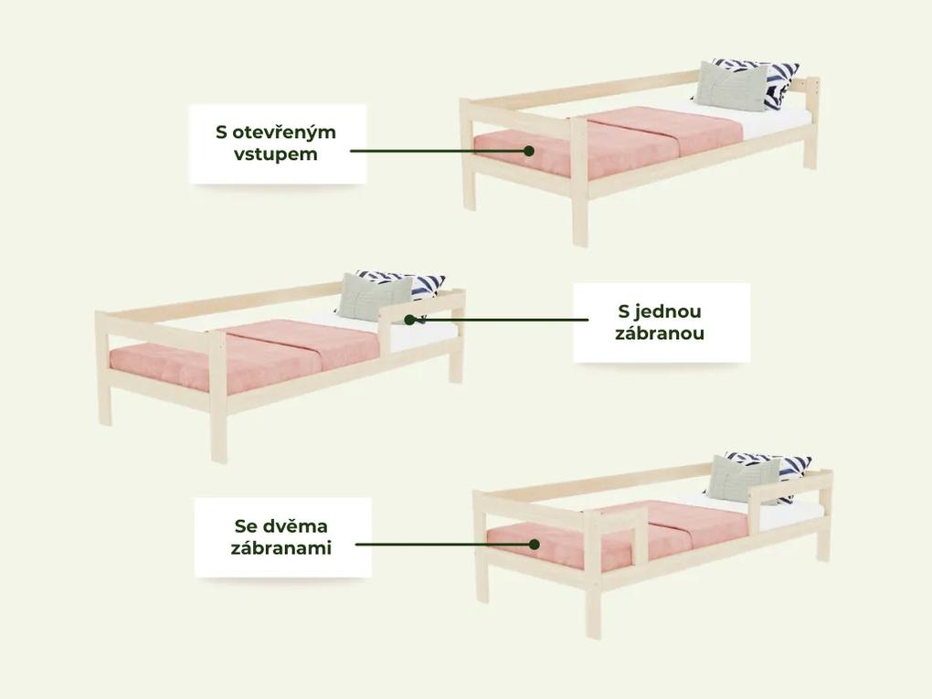 Benlemi Jednolůžková postel ze dřeva SAFE 5v1 se zábranou Zvolte barvu: Béžová, Zvolte rozměr: 140x200 cm, Zvolte zábranu: Se dvěma zábranami