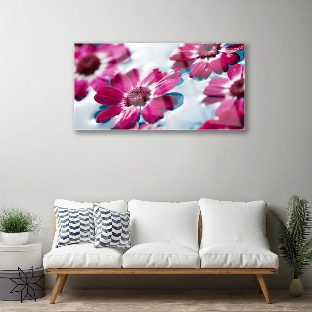 Obraz na skle Květiny na Vodě Příroda 100x50 cm